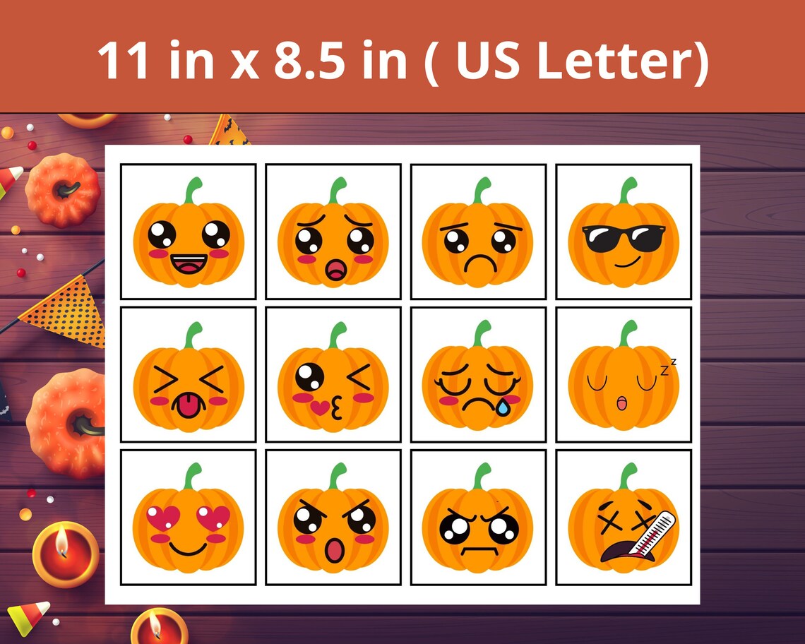 Pumpkin Emotions Matching Game: Montessori Worksheets (digital Download ...