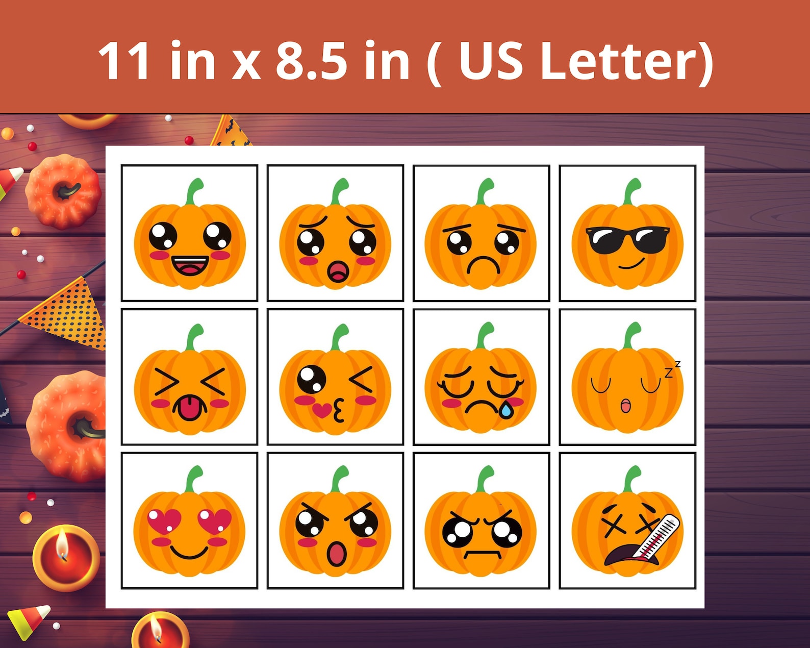 Pumpkin Emotions Matching Game: Montessori Worksheets (digital Download ...