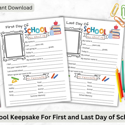 First and Last Day of School Printable Back to School - Etsy