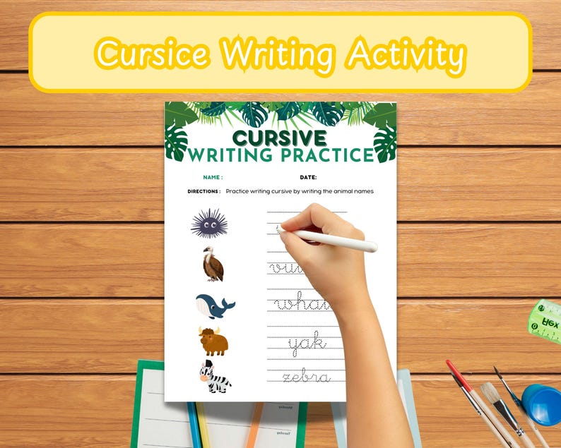 Cursive Writing Practice for Kids – Animal Names Handwriting Worksheets ...
