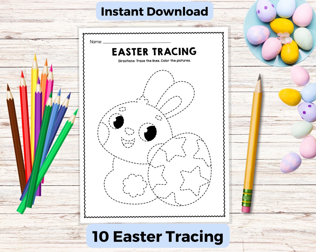Easter Tracing Worksheet | Toddler Motor Skill Practice (digital ...