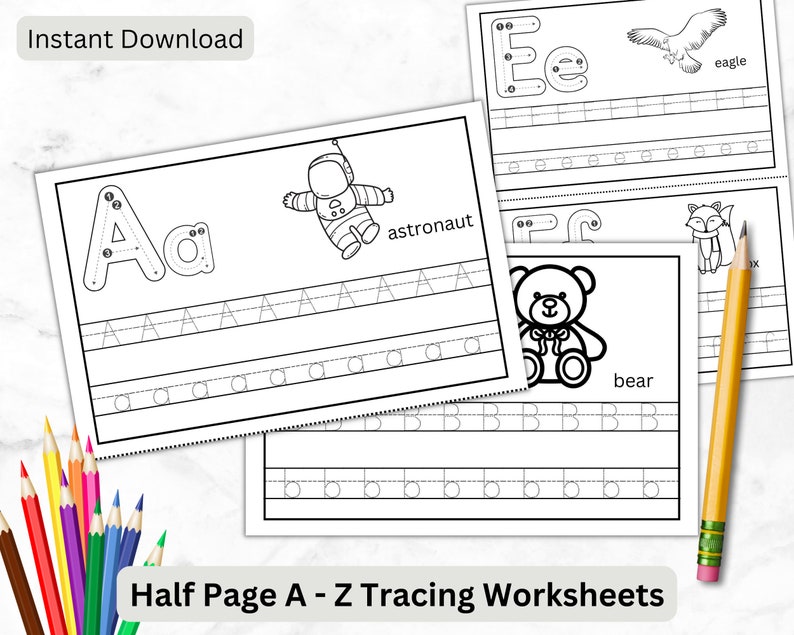 Alphabet Tracing Activity Printable Worksheet ABC Tracing - Etsy