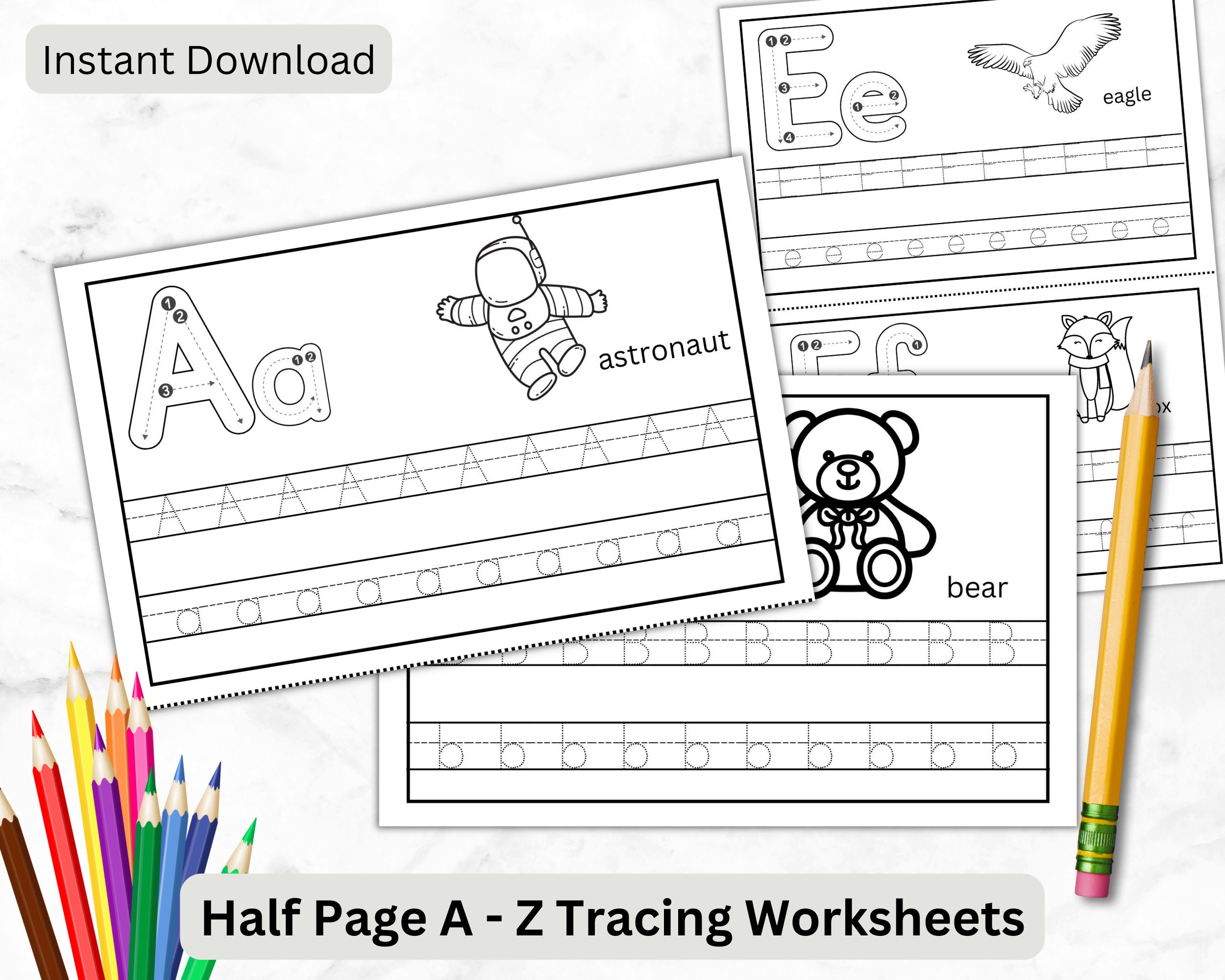 Alphabet Tracing Activity Printable Worksheet ABC Tracing - Etsy