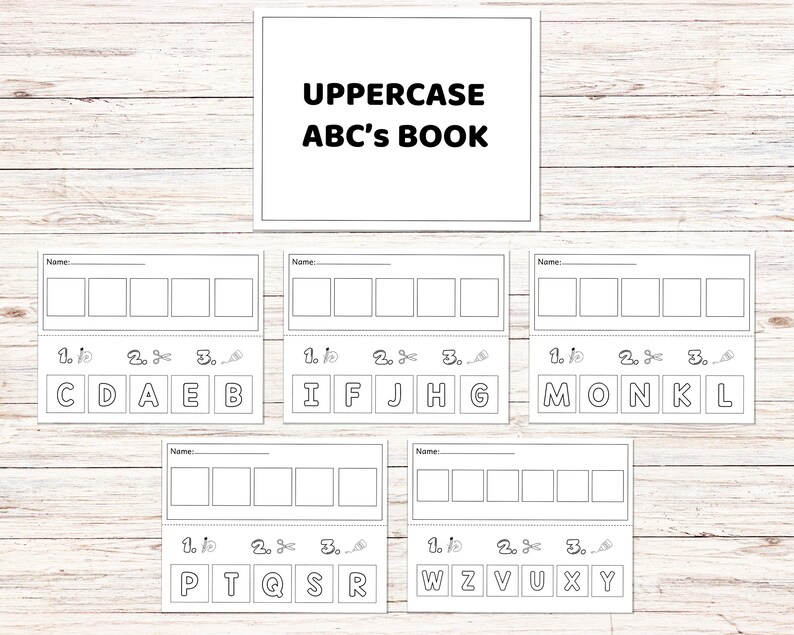 Abc's Alphabet Number Shape Build A Book Activity for Kid Motor Skill ...