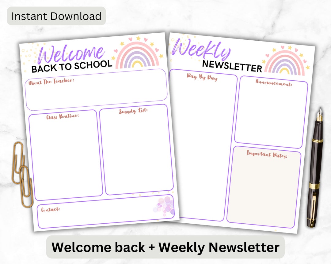 Back to School Teacher Newsletter Template (digital Download) - Etsy