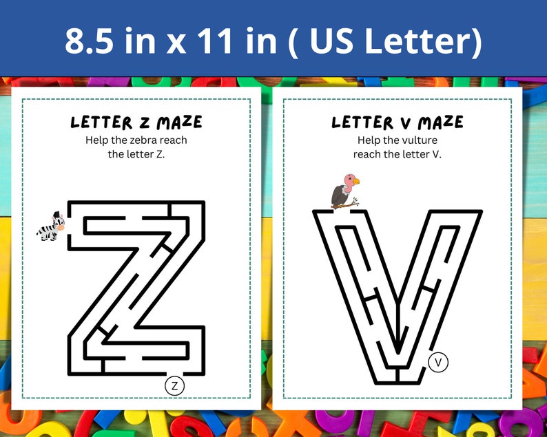 Preschool Alphabet Worksheets: Letter Sounds & Maze Activity (digital ...