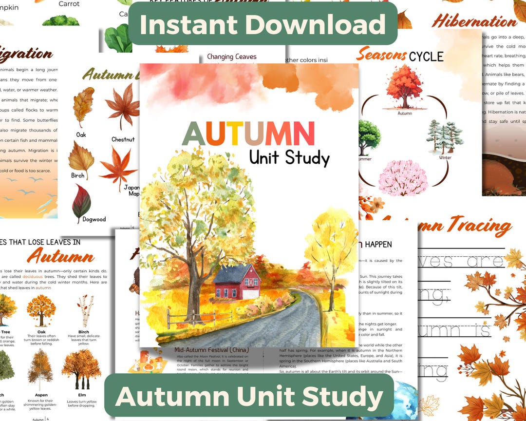 Autumn Learning Pack: Unit Study + Activities for Kids - Etsy