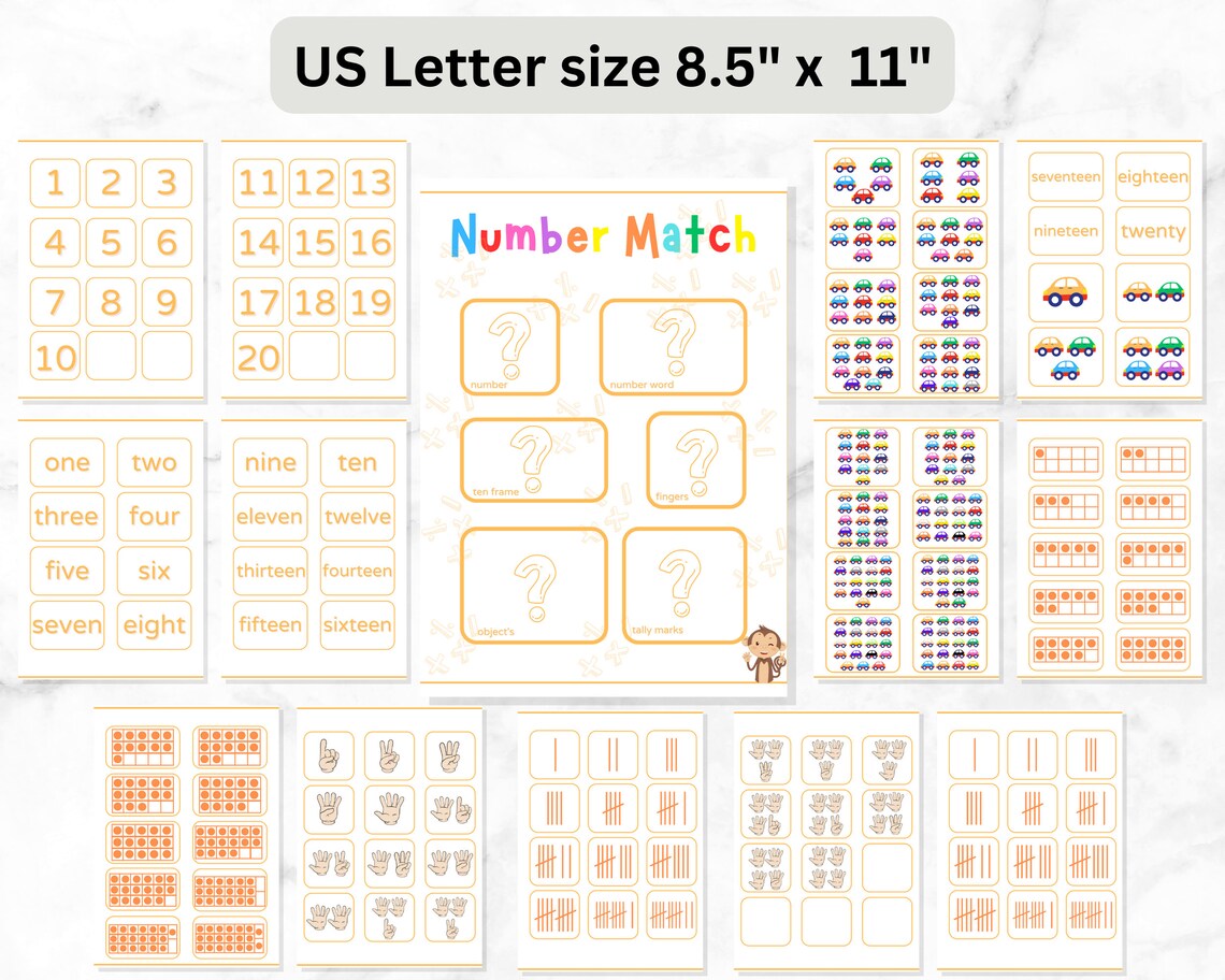 Number 1 20 Cut and Paste Toddler Activity Learning Number - Etsy