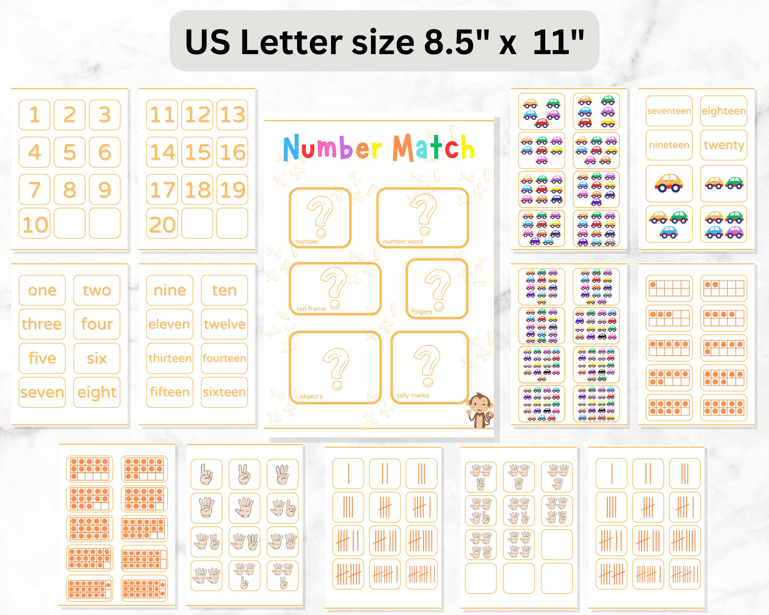 Number 1-20 Cut & Paste Activity: Montessori Preschool Worksheet ...