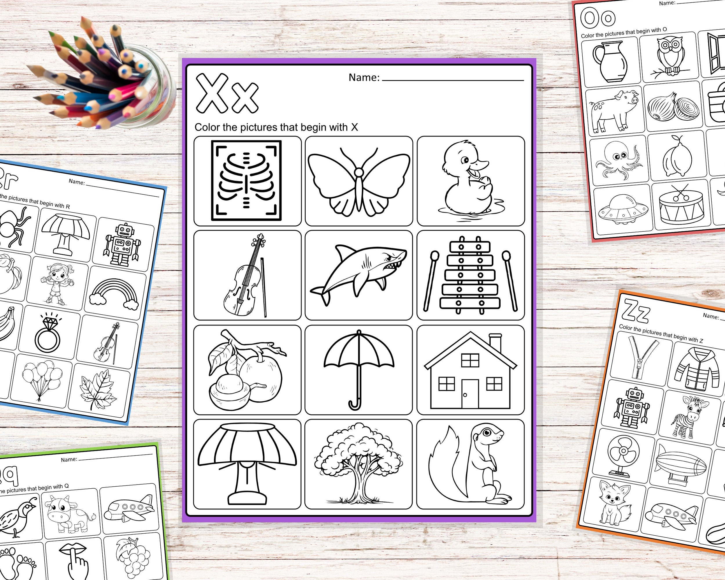 Alphabet Beginning Letter Sound Recognition Coloring Printable ...