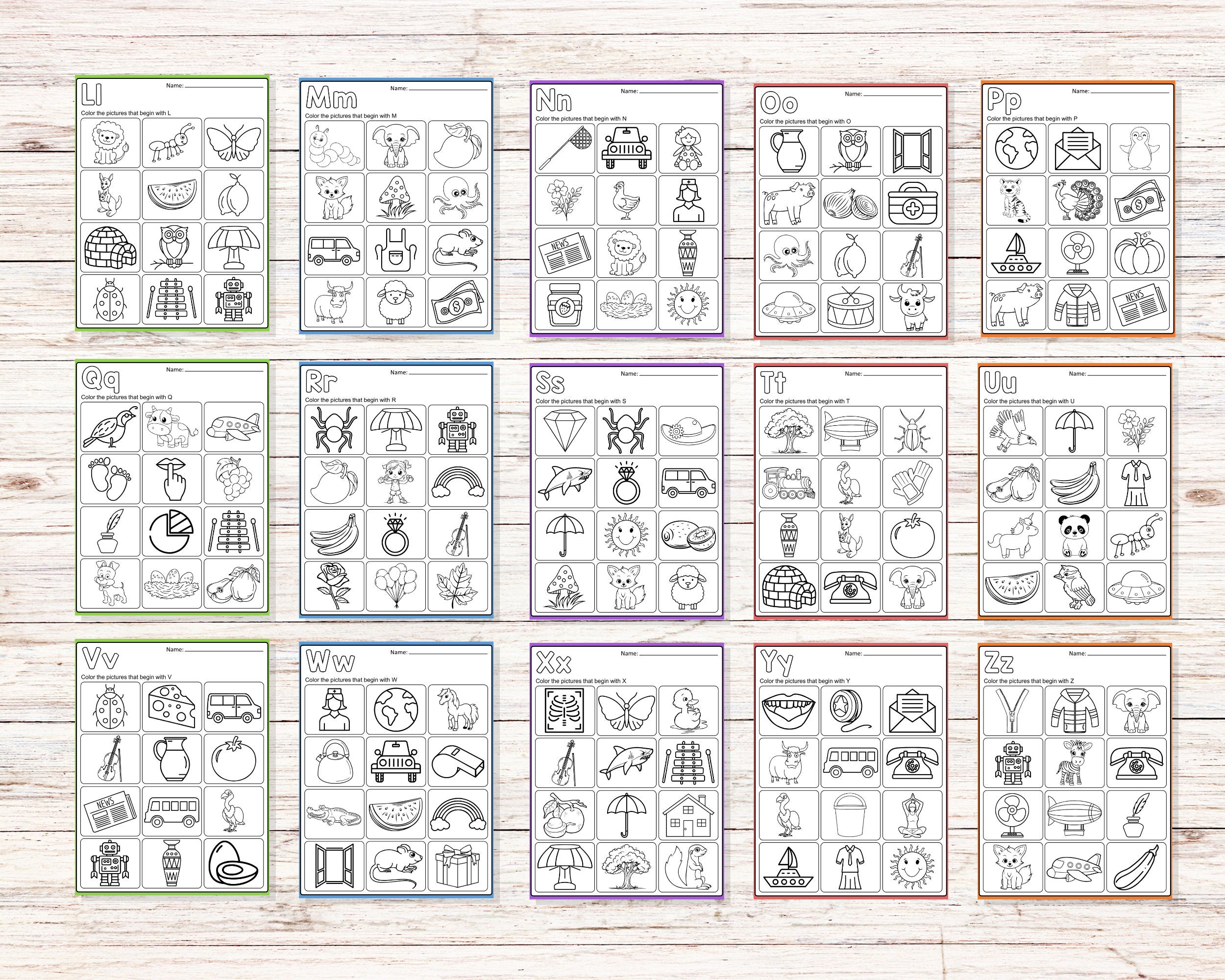 Alphabet Beginning Letter Sound Recognition Coloring Printable ...