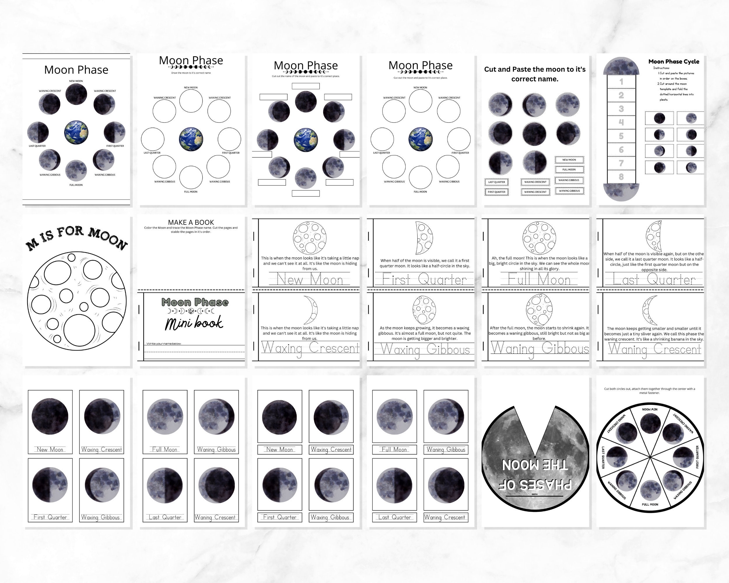 Moon Phase No Prep Study Unit | Moon Phase Science Activity | Outer ...