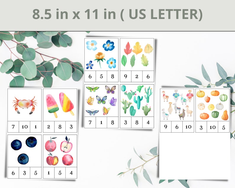 Preschool Counting Flash Cards: Montessori Number Cards 1-10 (digital ...