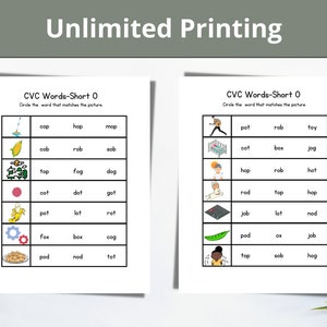 Short O CVC Words Worksheets: Kindergarten Homeschool Printable (PDF ...