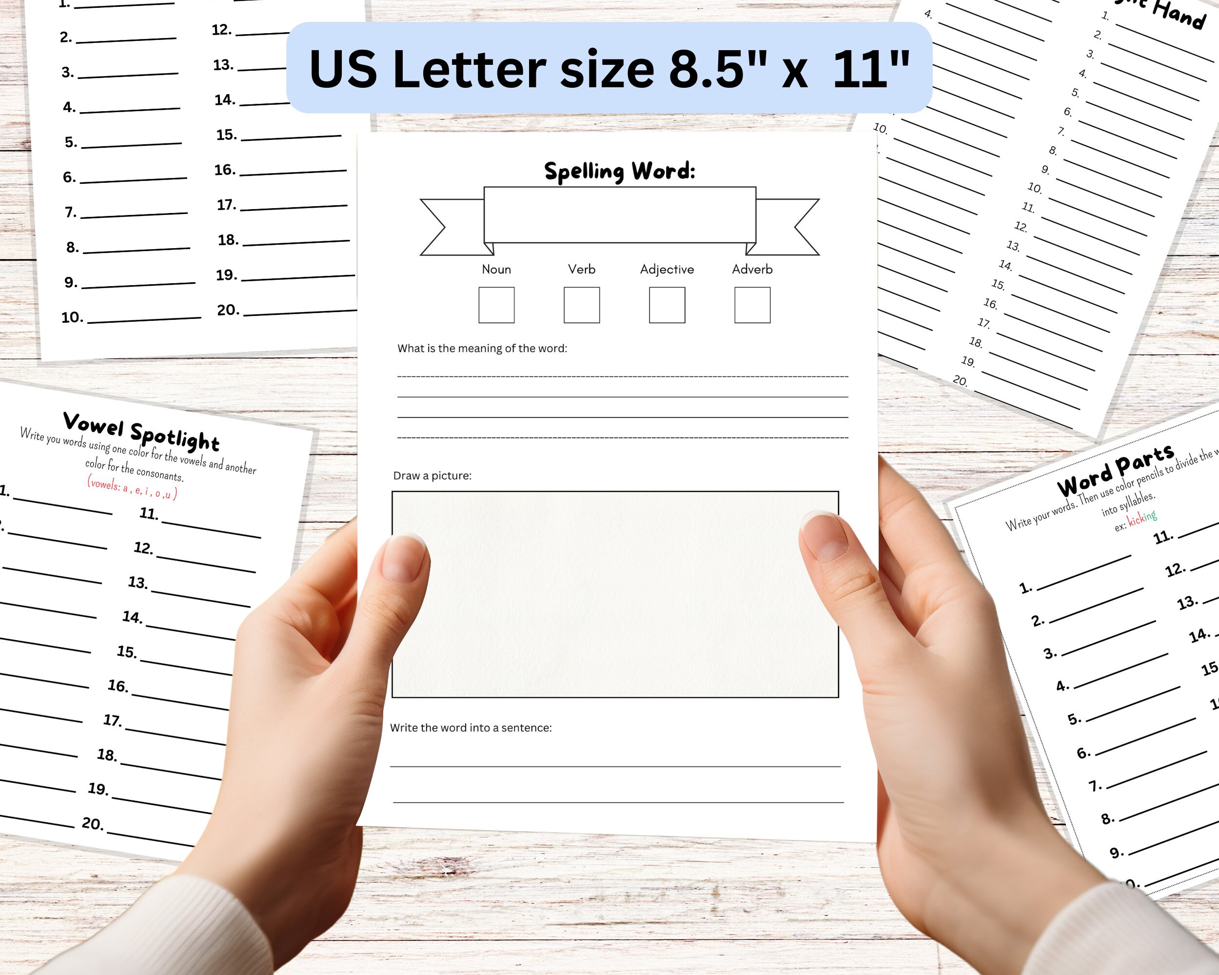 10 Spelling Words Practice Printable Worksheets for Elementary ...