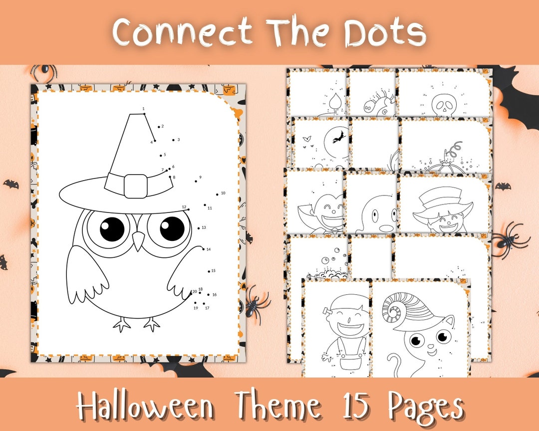 Halloween Connect the Dots Worksheets for Kids, Dot-to-dots Workbook ...