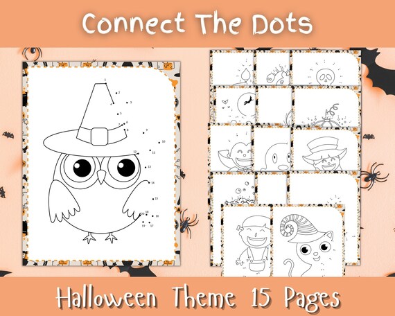 Halloween Connect the Dots Worksheets for Kids Dot-to-dots - Etsy
