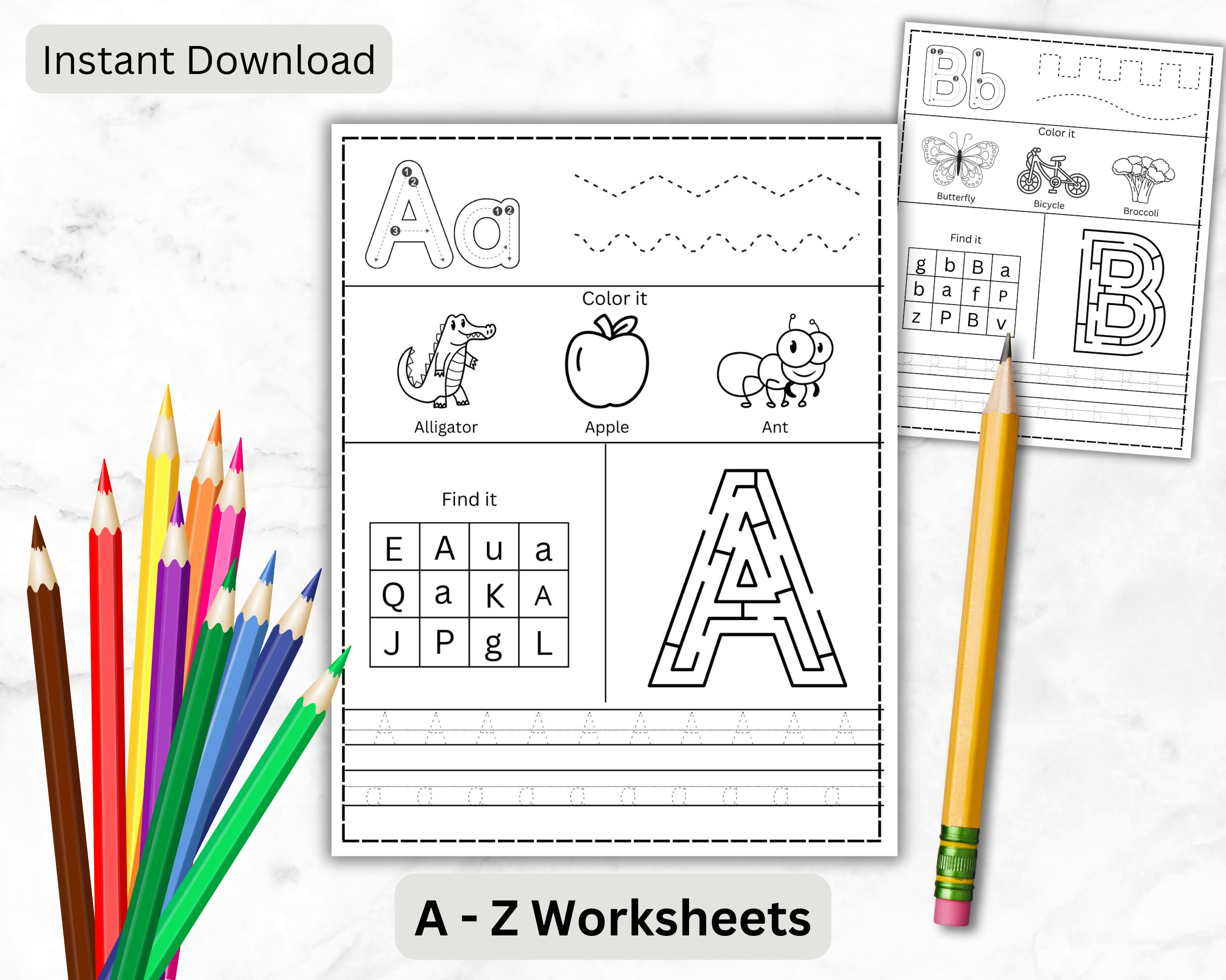A-Z Worksheet Alphabet Activity Toddler Alphabet Worksheet Worksheet ...