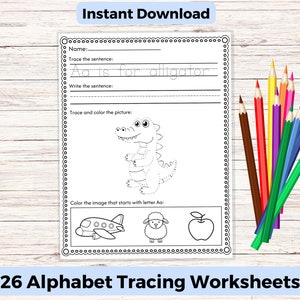 Alphabet Coloring and Tracing Printable Worksheet for Kids | Motor ...