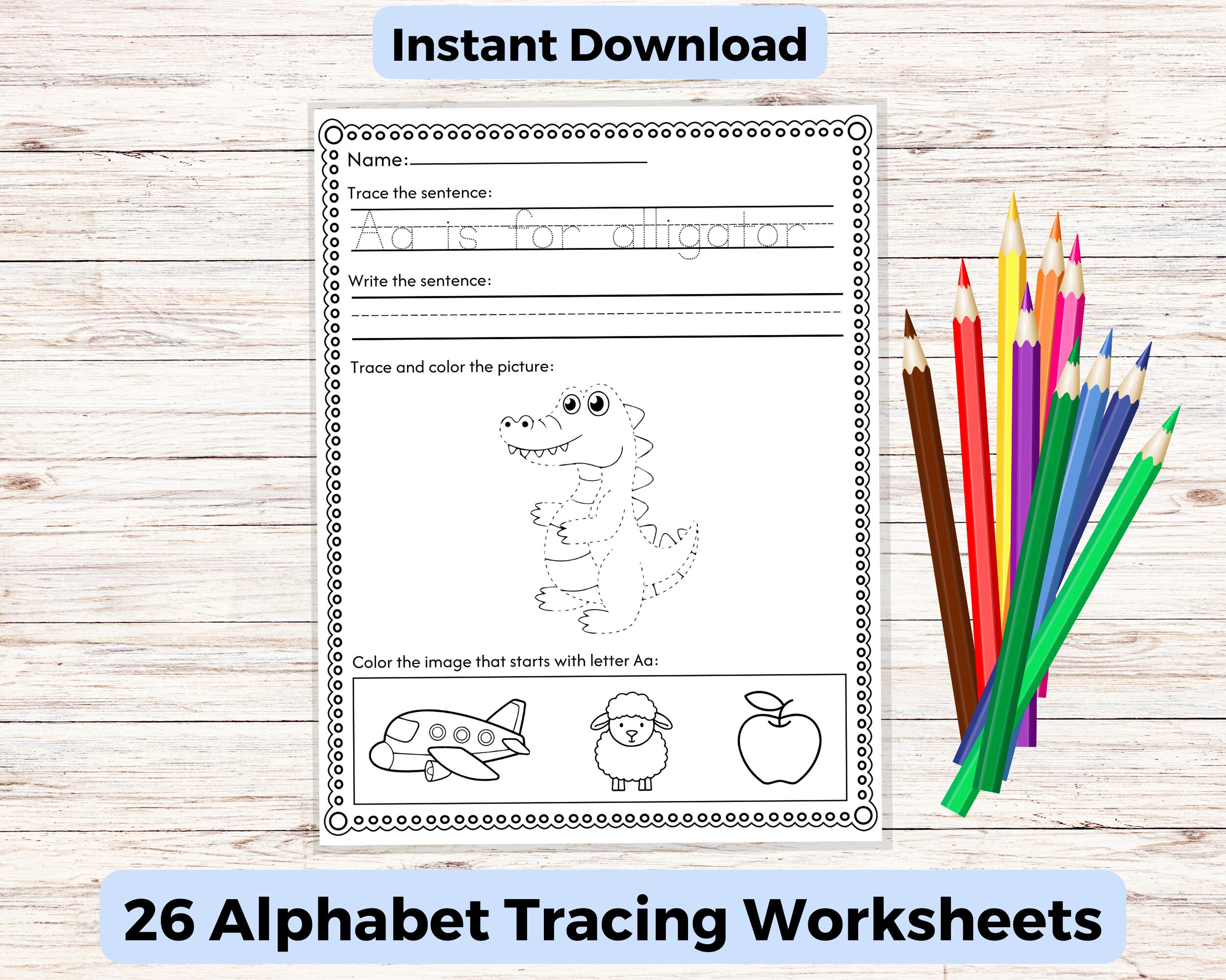 Alphabet Coloring and Tracing Printable Worksheet for Kids Motor Skill ...
