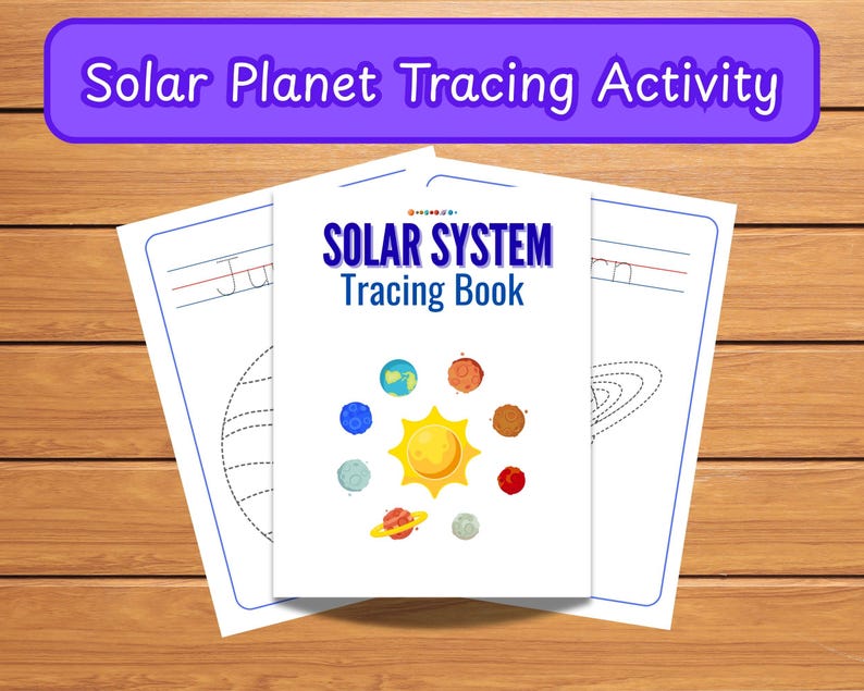 Solar System Tracing Worksheet for Kids | Planet Tracing & Writing ...