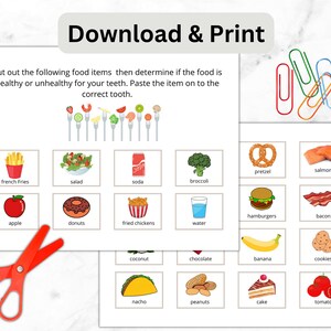 Healthy and Unhealthy Food Dental Activity Cut and Paste for Toddler ...