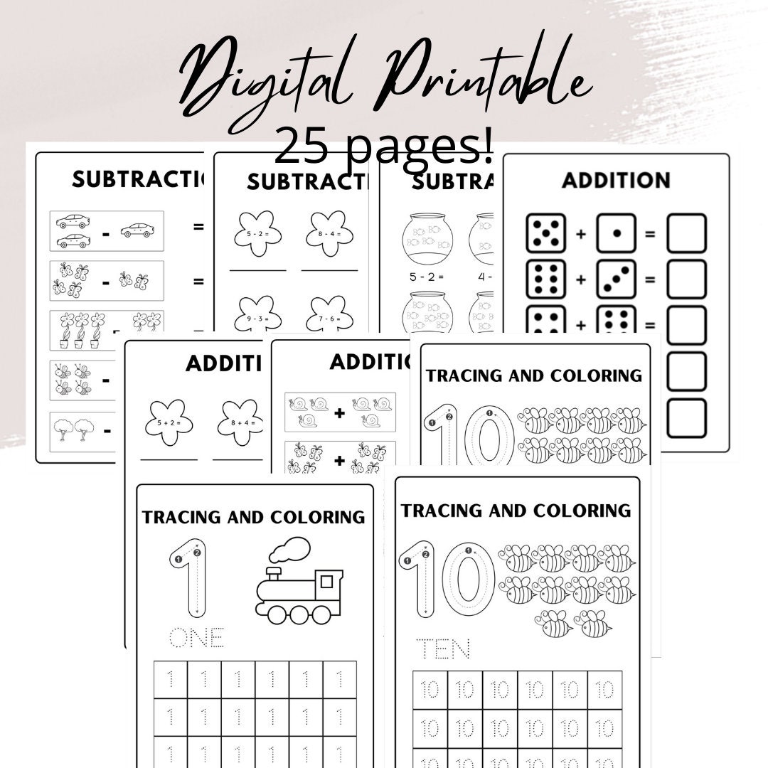 Kindergarten Math Printables, Montessori Number Activities (25 Pages ...