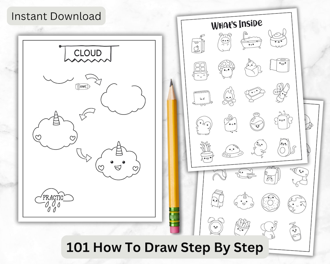 101 How to Draw Step by Step Drawing Activity for Kid | Easy Drawing ...