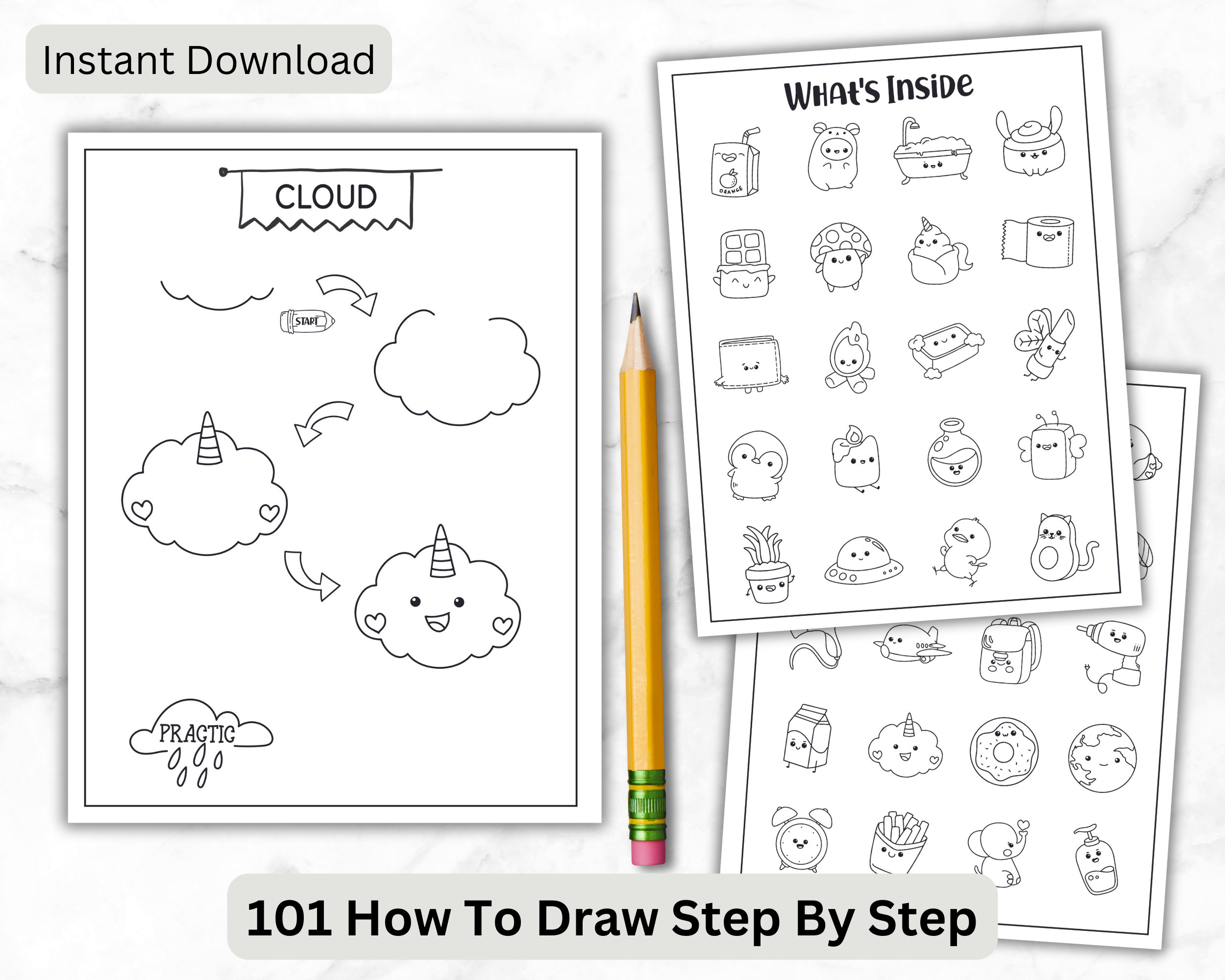 101 How to Draw Step by Step Drawing Activity for Kid | Easy Drawing ...