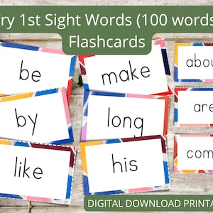 100 Fry's Sight Word Flashcards Digital Download | Kindergarten Sight ...