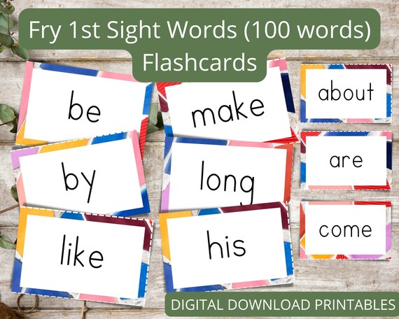 100 Fry's Sight Word Flashcards Digital Download - Etsy