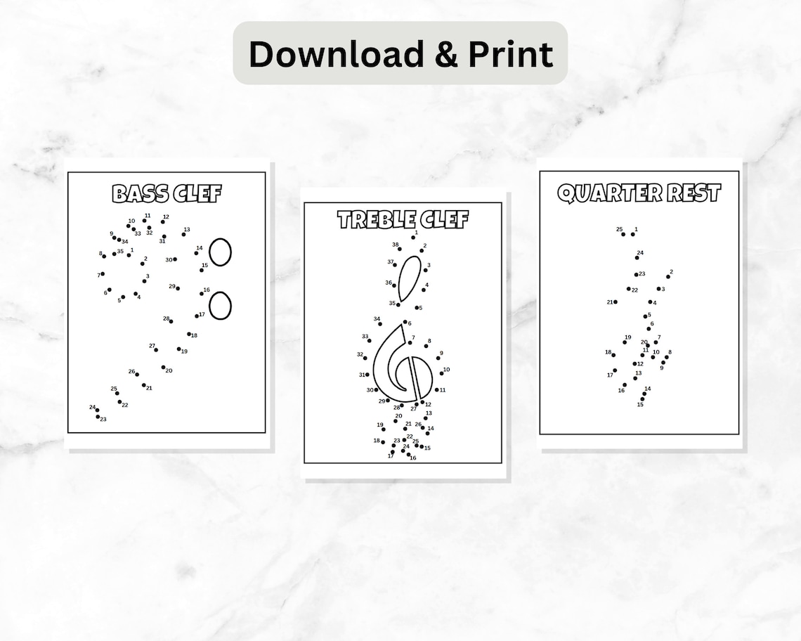 Music Symbols Connect the Dots Worksheets Activity | Identify Music ...