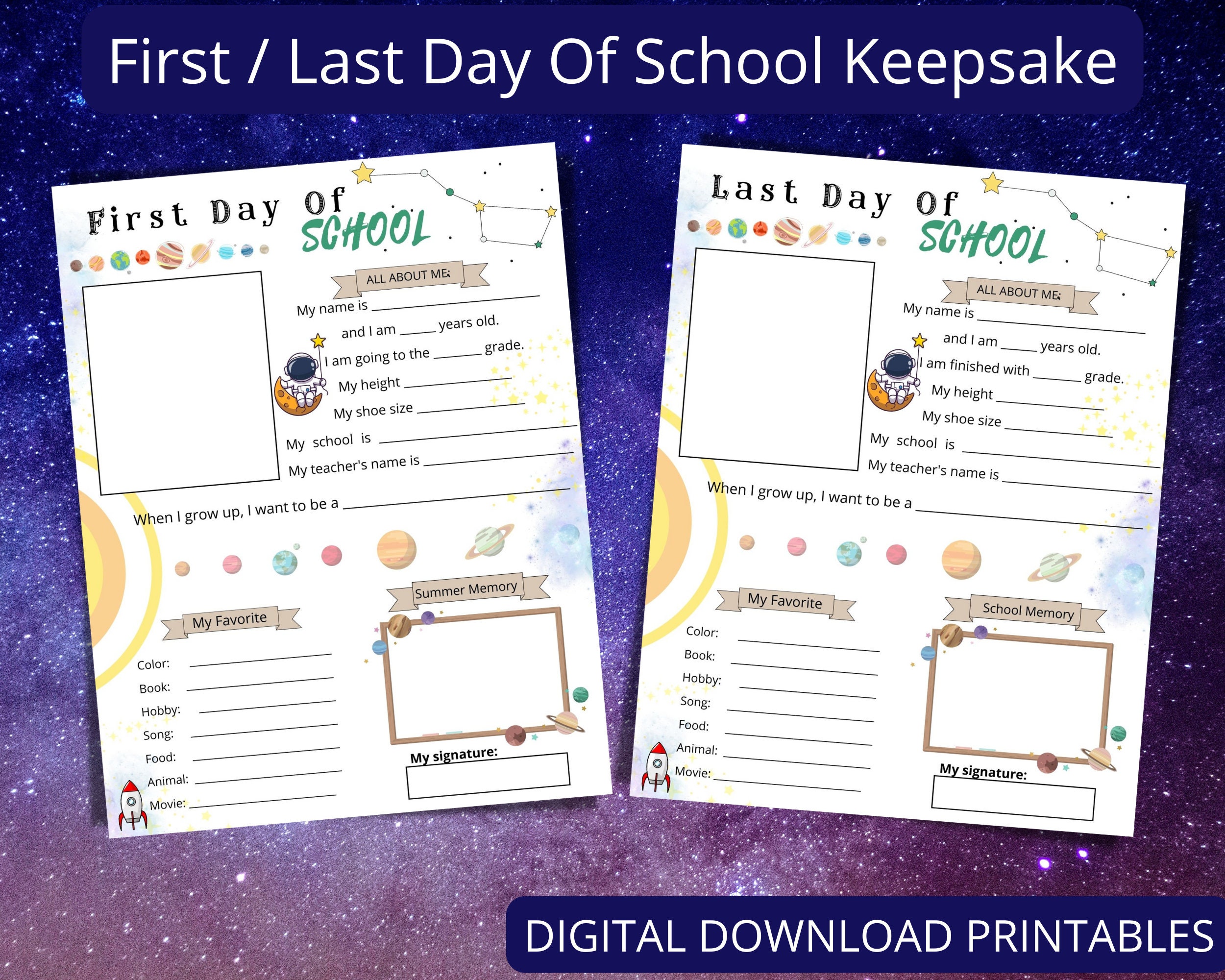 First and Last Day of School Printable Back to School - Etsy