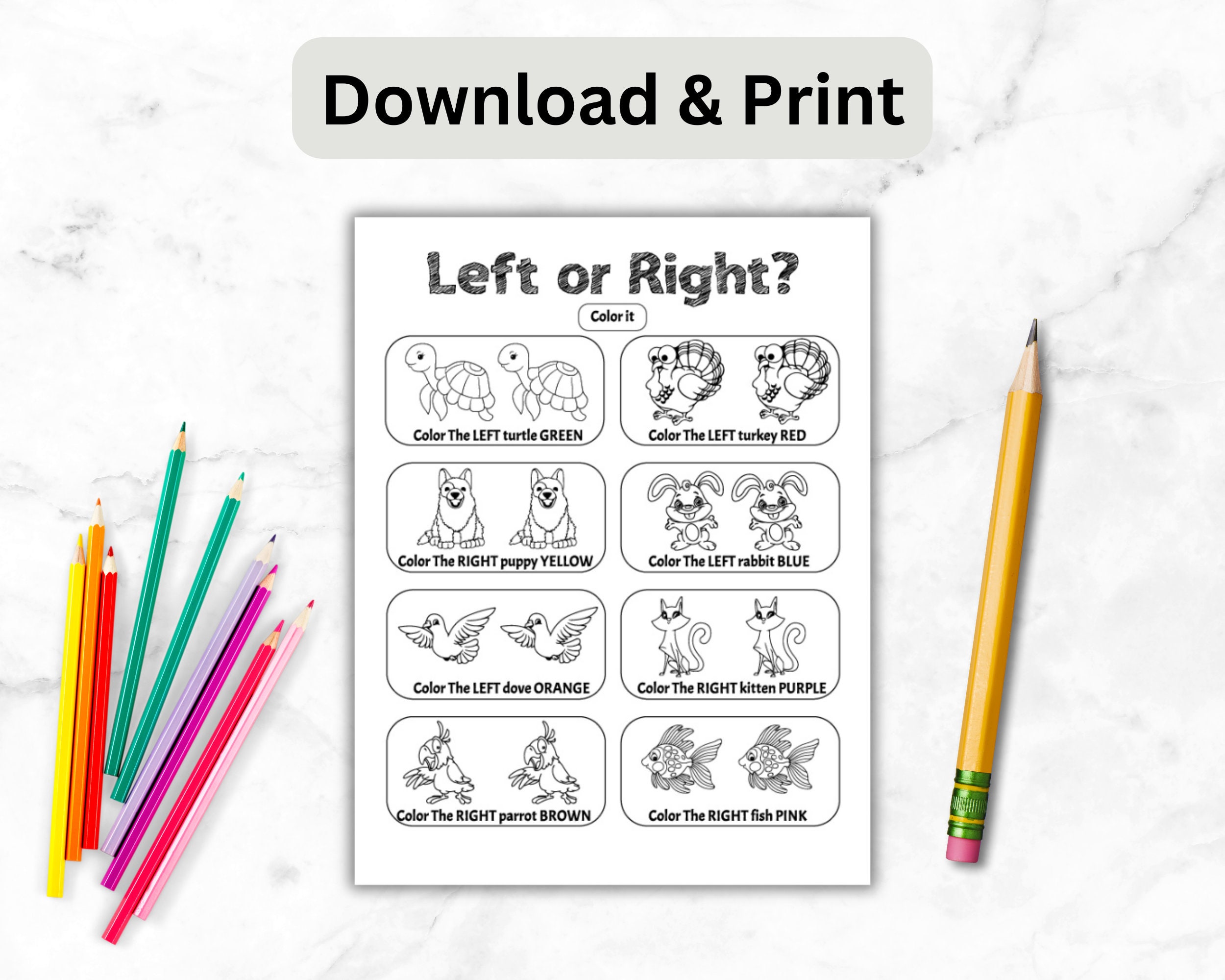 Left or Right Worksheet | Kindergarten Activity | Direction Worksheets ...