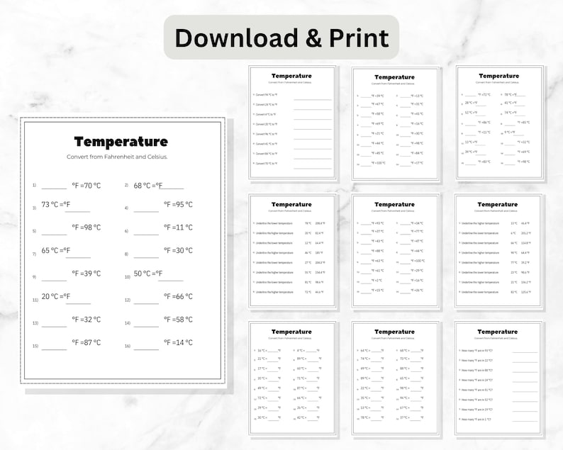 Converting Temperature Worksheets | Fahrenheit and Celsius Worksheets ...