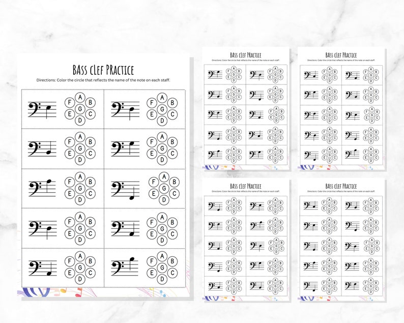 Music Notes Worksheets | Treble G and Bass F Clef Identify Music Note ...