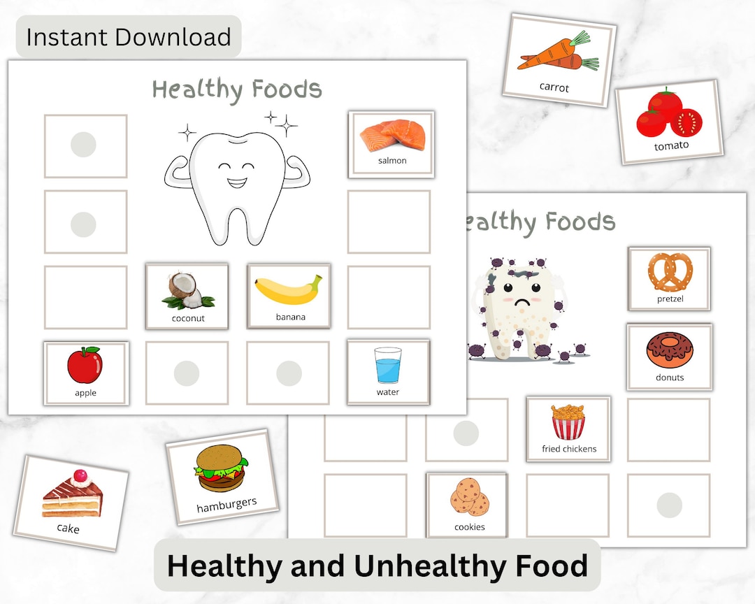 Healthy Vs Unhealthy Food Sort, Toddler Learning Game (digital ...