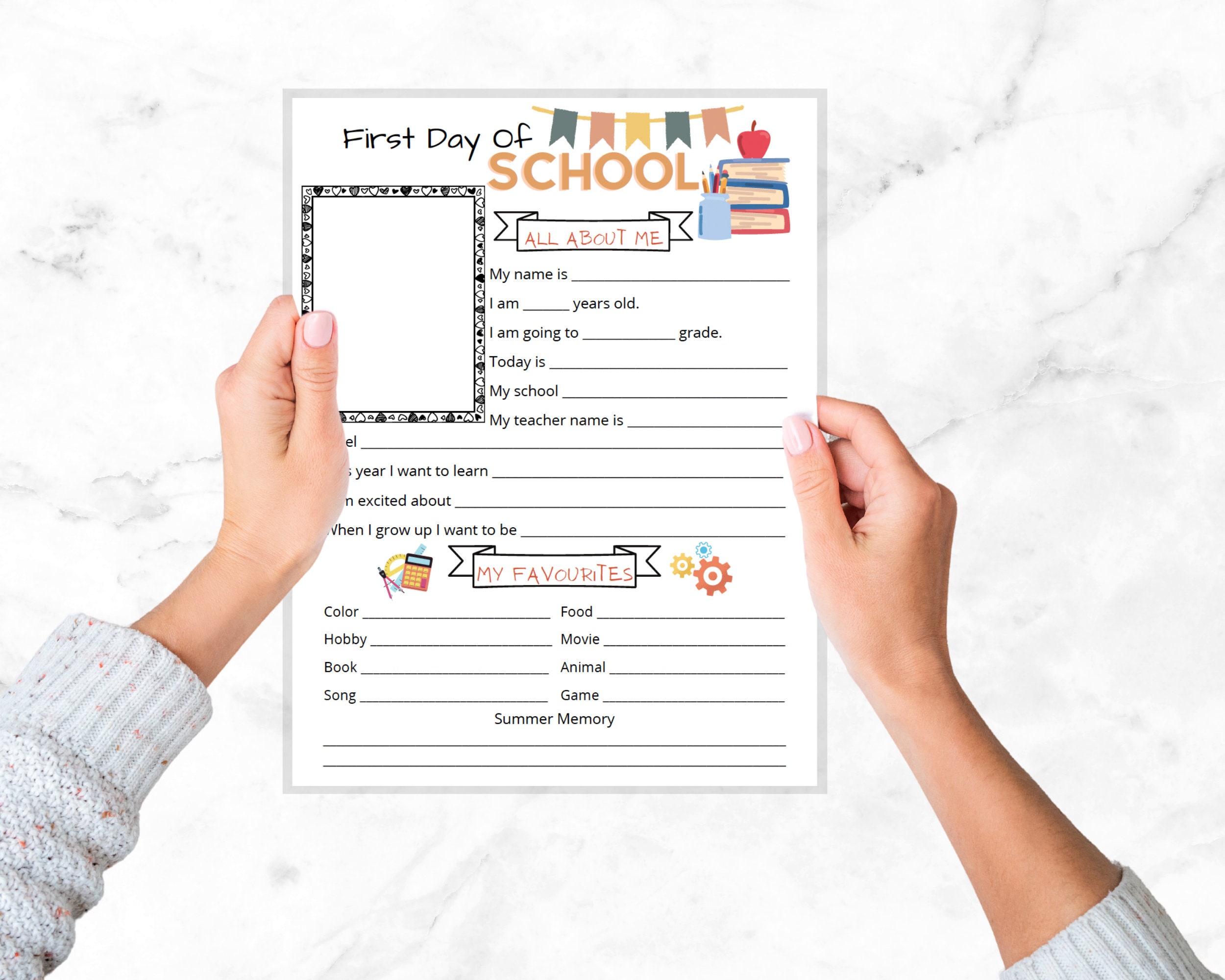 School Memory Box Keepsake for Kids | First and Last Day Printable ...