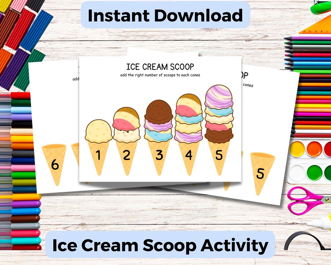 Scoop and Count: Ice Cream Cone Activity - Etsy