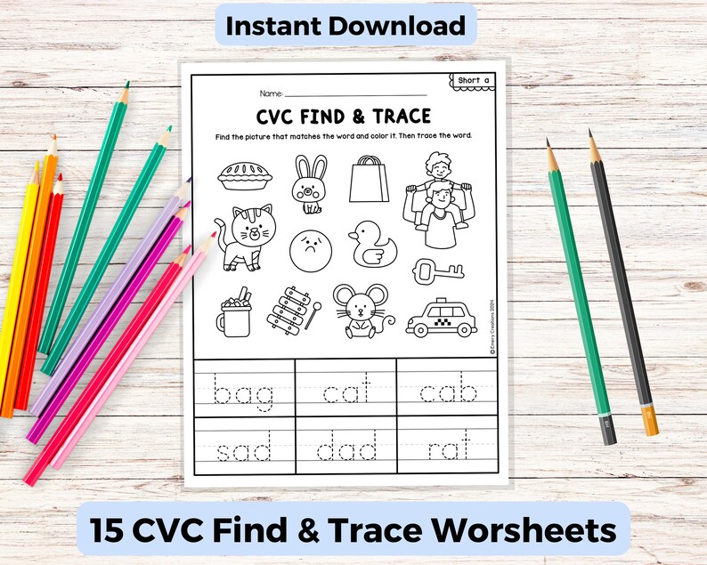 CVC Words Find and Trace Activity Printable 1st Grade Worksheets ...