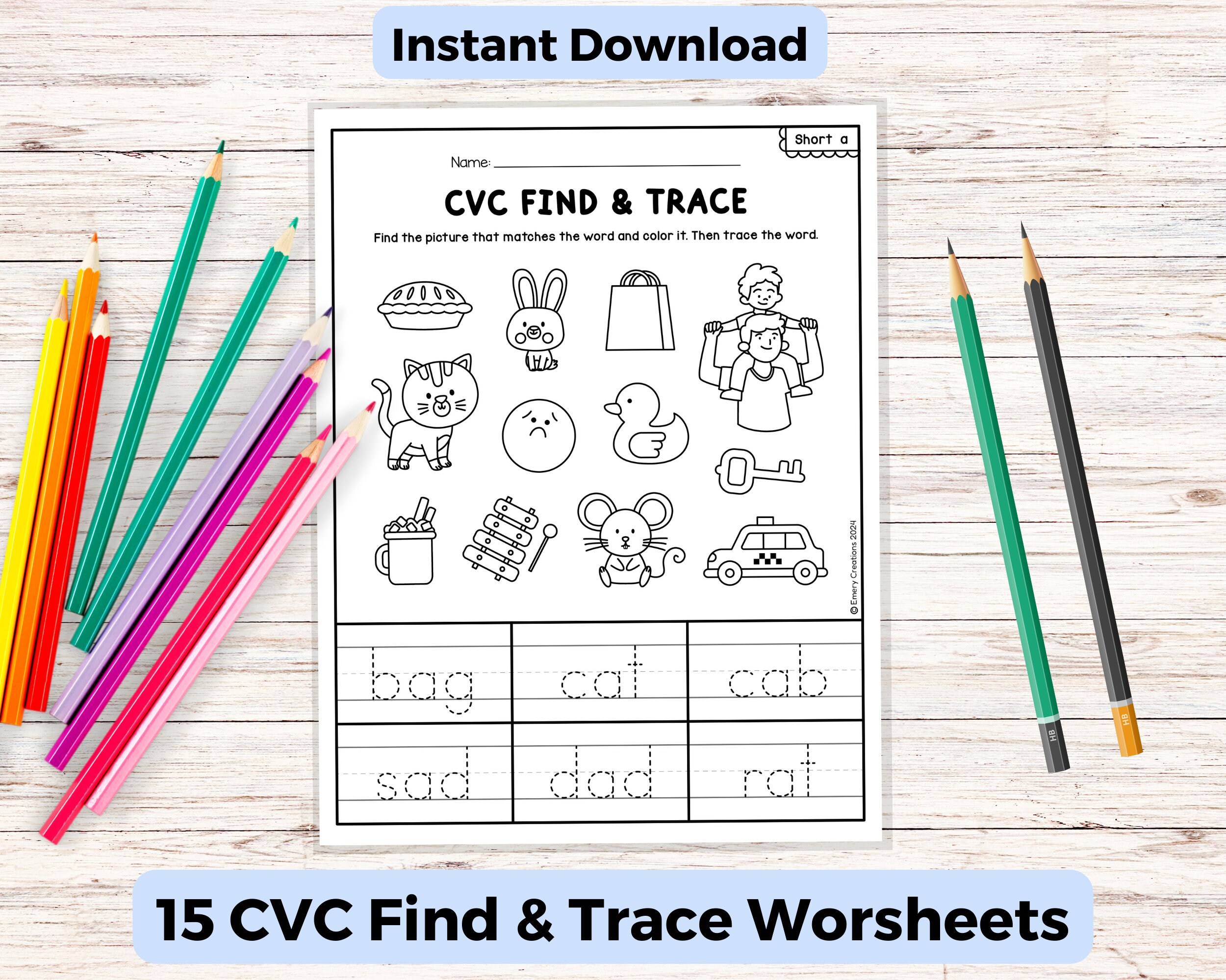 CVC Words Find and Trace Activity Printable 1st Grade Worksheets ...
