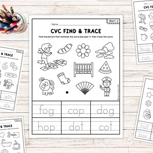 CVC Words Find and Trace Activity Printable 1st Grade Worksheets ...
