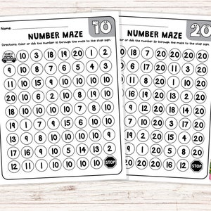 Number 1 - 20 Maze Activity Printable Worksheet for Toddler ...