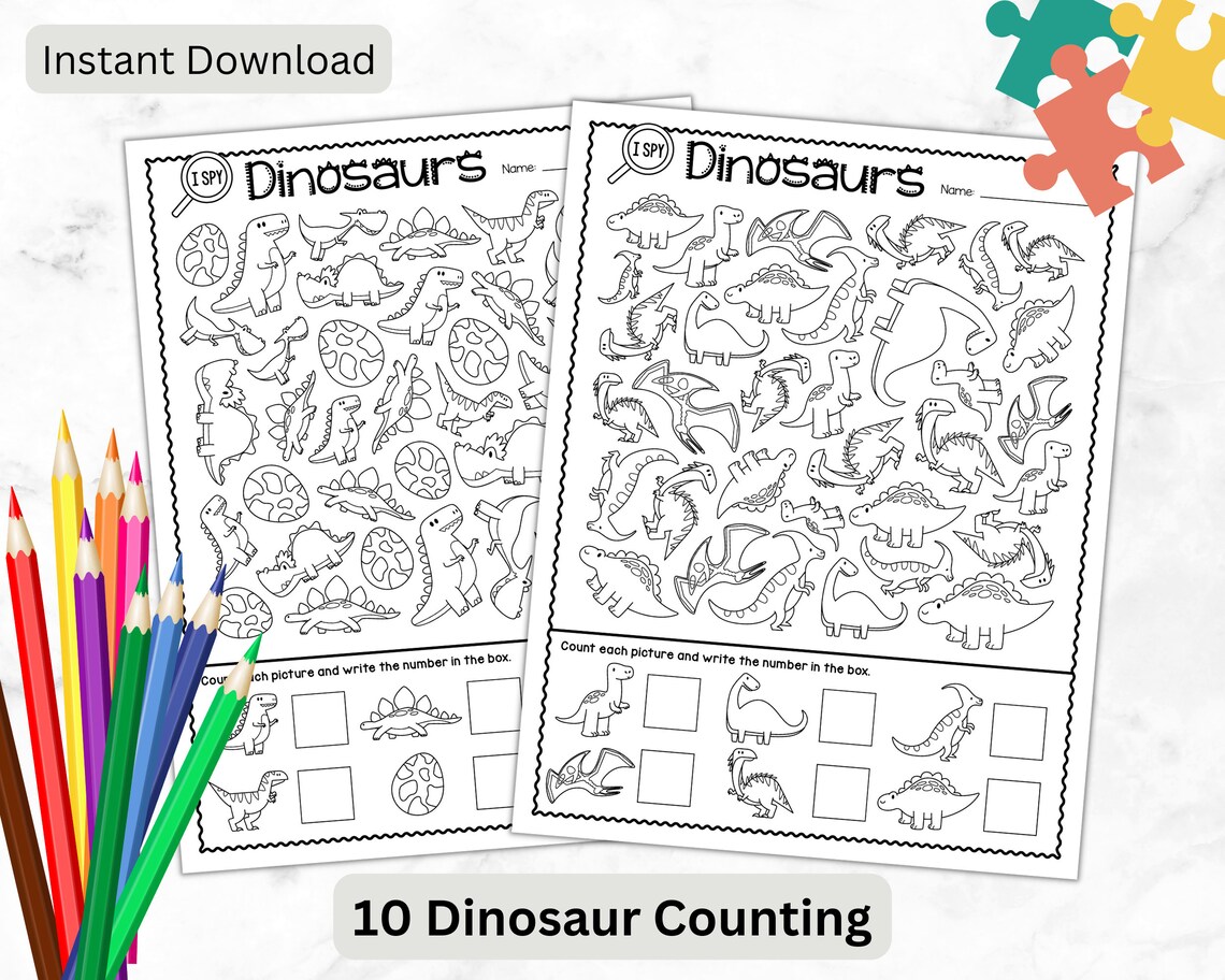 10 Dinosaur Theme Counting Number Activity for Toddler | Printable ...