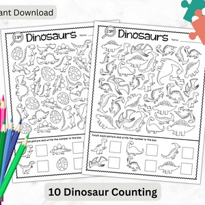 10 Dinosaur Theme Counting Number Activity for Toddler | Printable ...