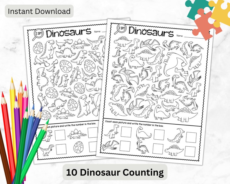 10 Dinosaur Theme Counting Number Activity for Toddler | Printable ...