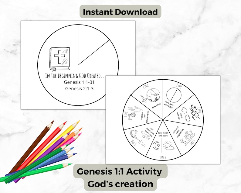 7 Days of Creation Wheel | Genesis Bible Learning Activity | Sunday ...