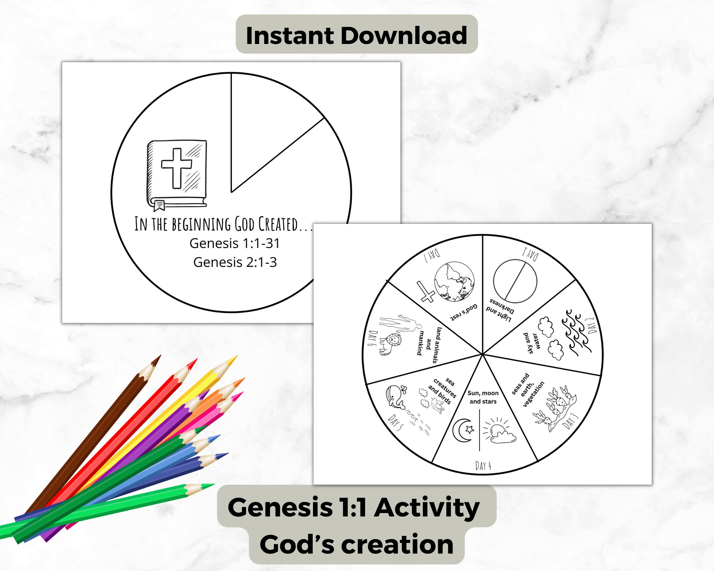 7 Days of Creation Wheel | Genesis Bible Learning Activity | Sunday ...