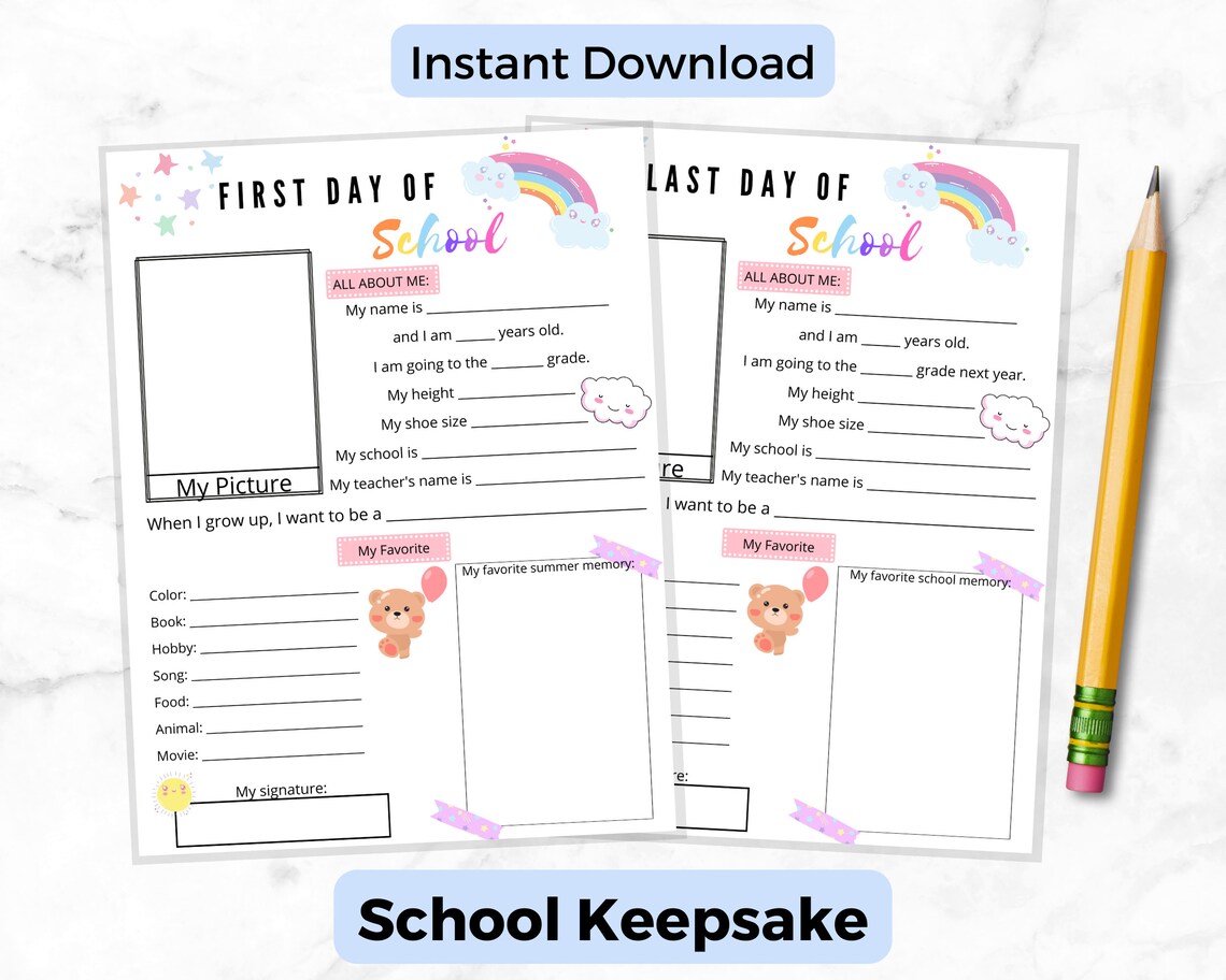 School Memory Keepsake: First & Last Day Interview (printable) - Etsy