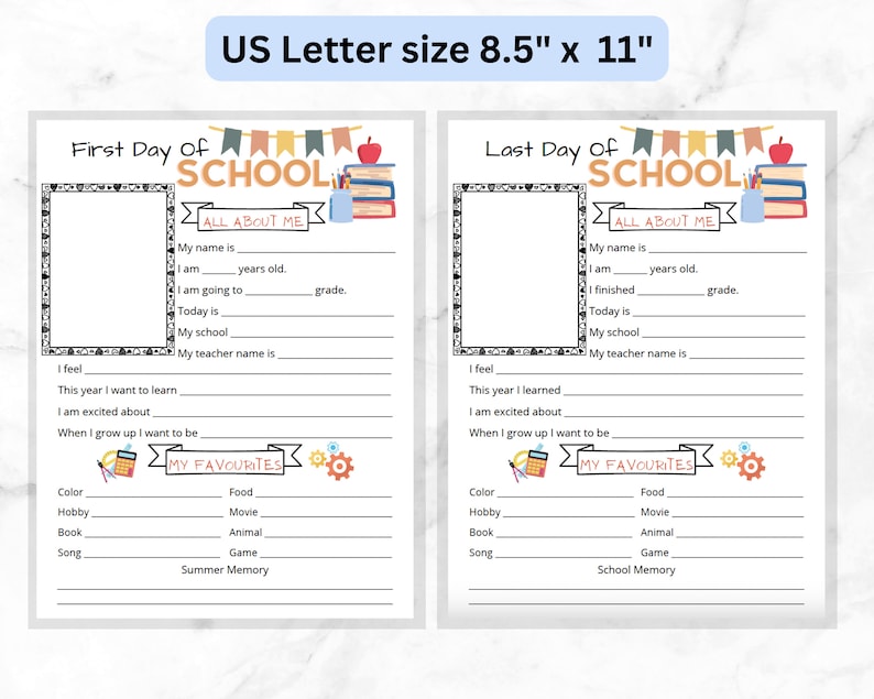 School Memory Box Keepsake for Kids | First and Last Day Printable ...